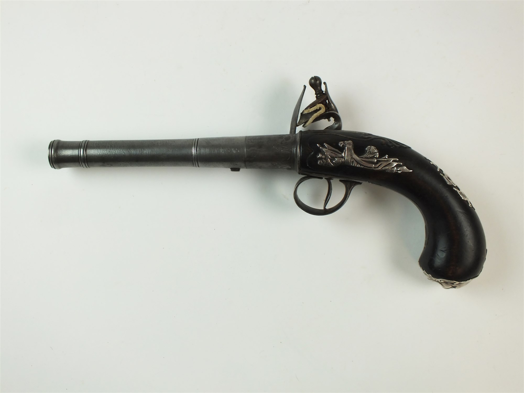 Lot 181 - A 40 bore flintlock hammer action pistol by