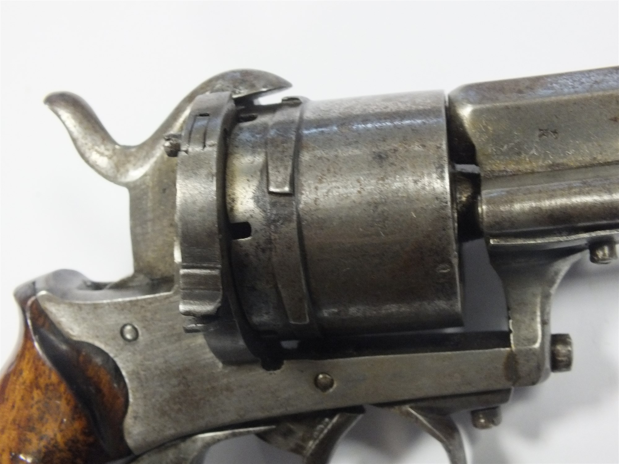 Lot 183 - A Belgian 9mm six-shot pinfire revolver