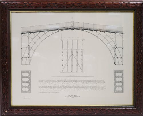 A print after a detailed scale drawing of the Iron bridge at ...