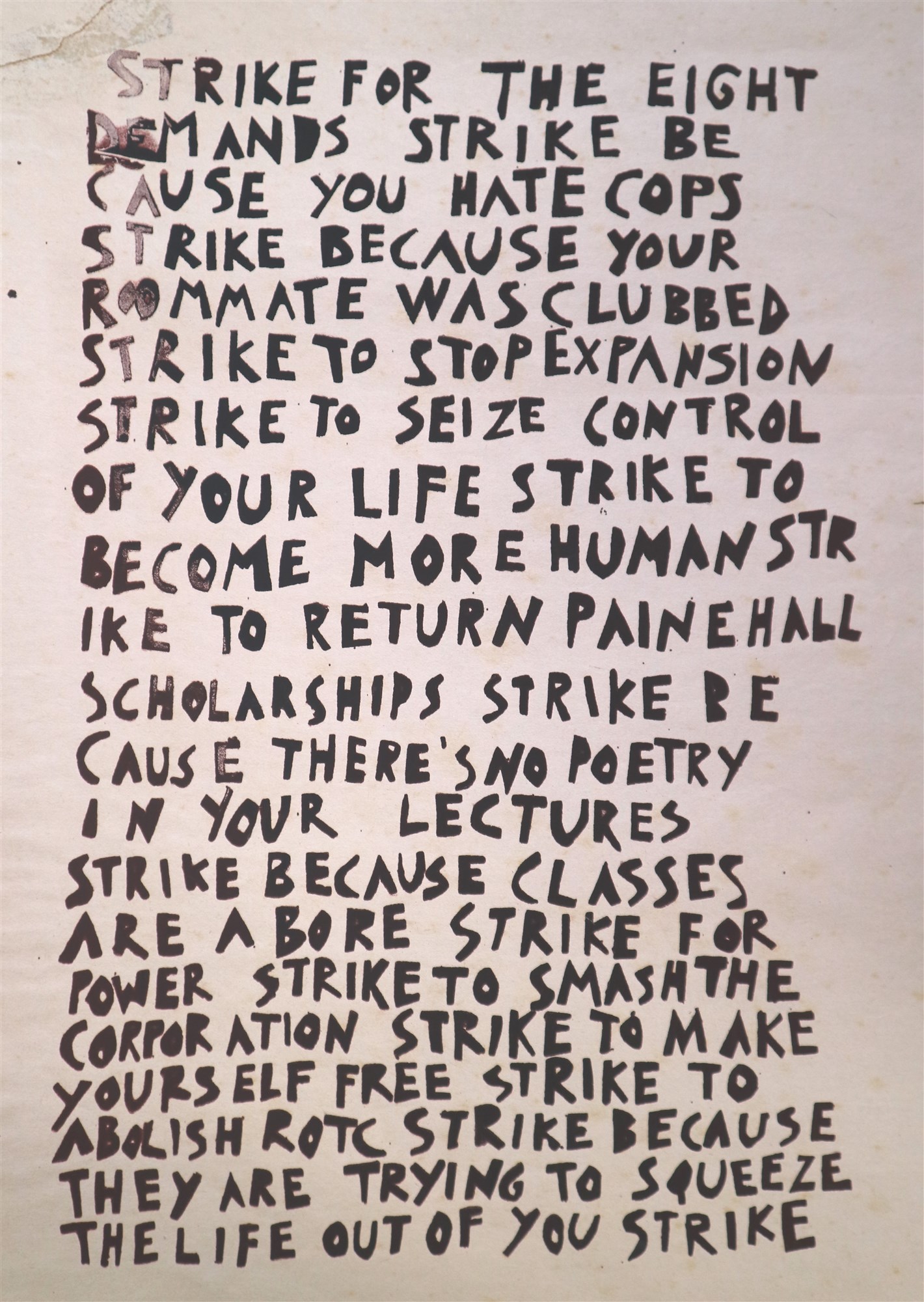Lot 87 - US Student protest poster