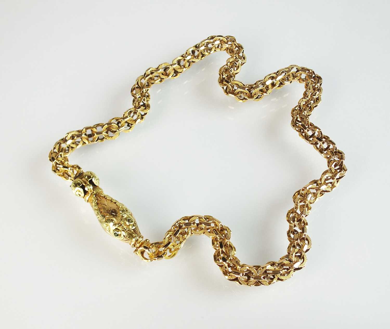 Lot 127 - An early 19th century chain with snakes head