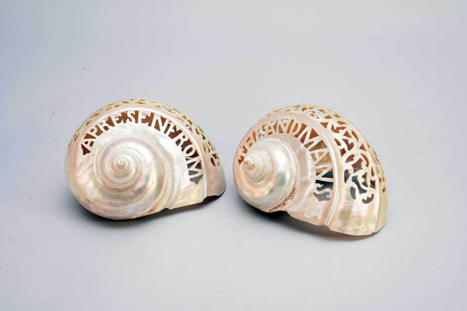 A pair of late 19th century Andaman Islands carved penal colony pearl ...