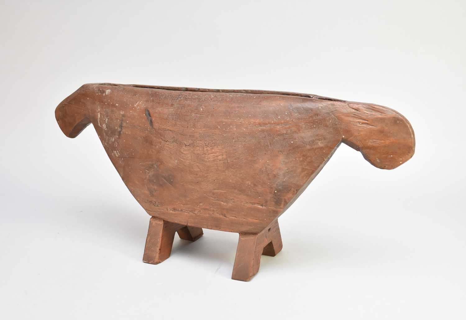 A large African tribal Congo Mangbetu carved wooden gong or drum | Barnebys