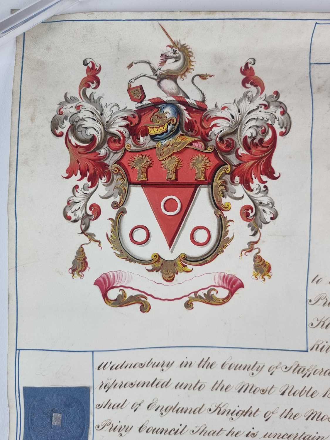 Lot 1085 - GRANT OF ARMS to Samuel Addison of