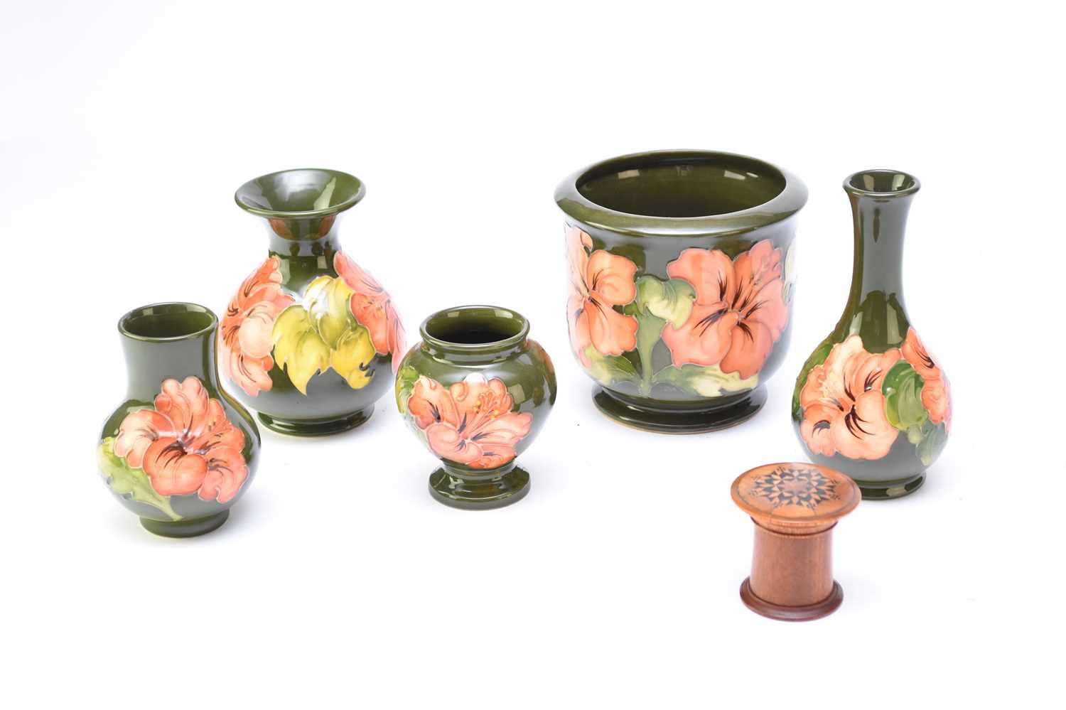 Lot 345 - Group of Moorcroft 'Hibiscus' pottery
