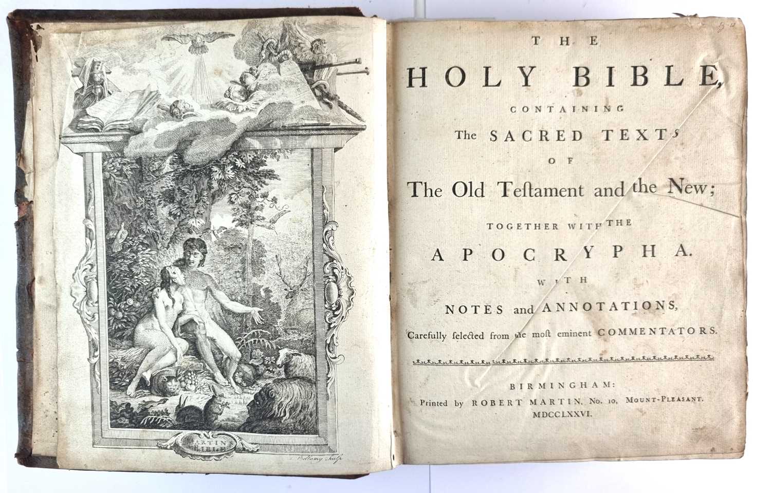 Lot 1010 - HOLY BIBLE, thick 4to, Robert Martin,