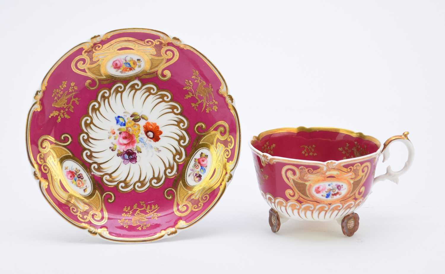 Lot 95 - H&R Daniel 'C-scroll' teacup and saucer,