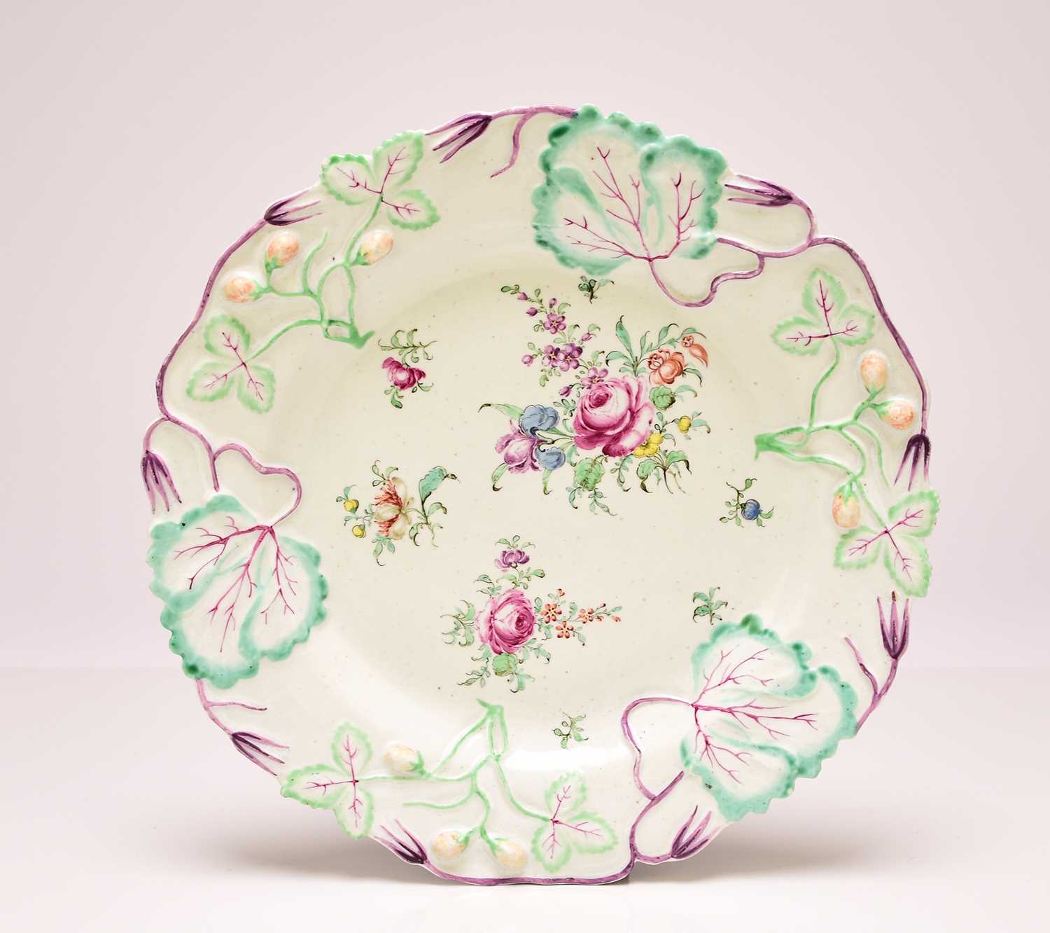 Lot 140 - Longton Hall porcelain strawberry plate,