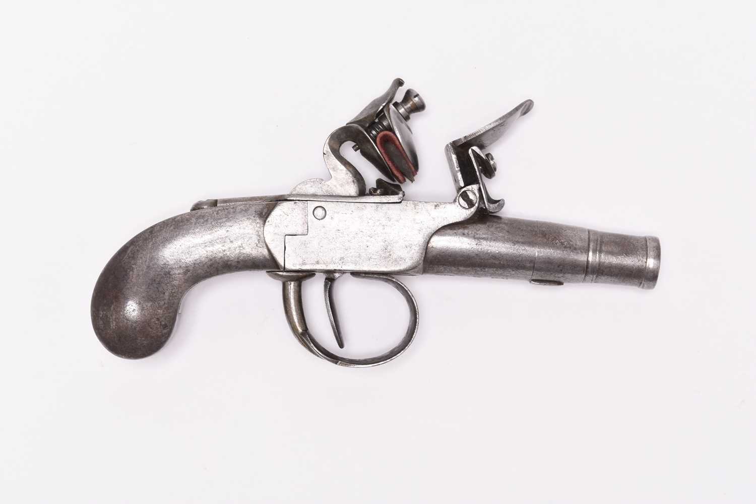 Lot 254 - Small flintlock boxlock pocket pistol by