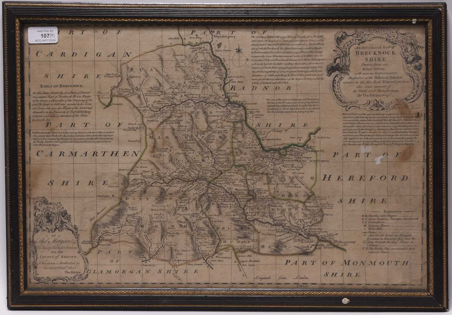 Lot 107 - MAP OF RADNORSHIRE, Thomas Kitchen c.1762.