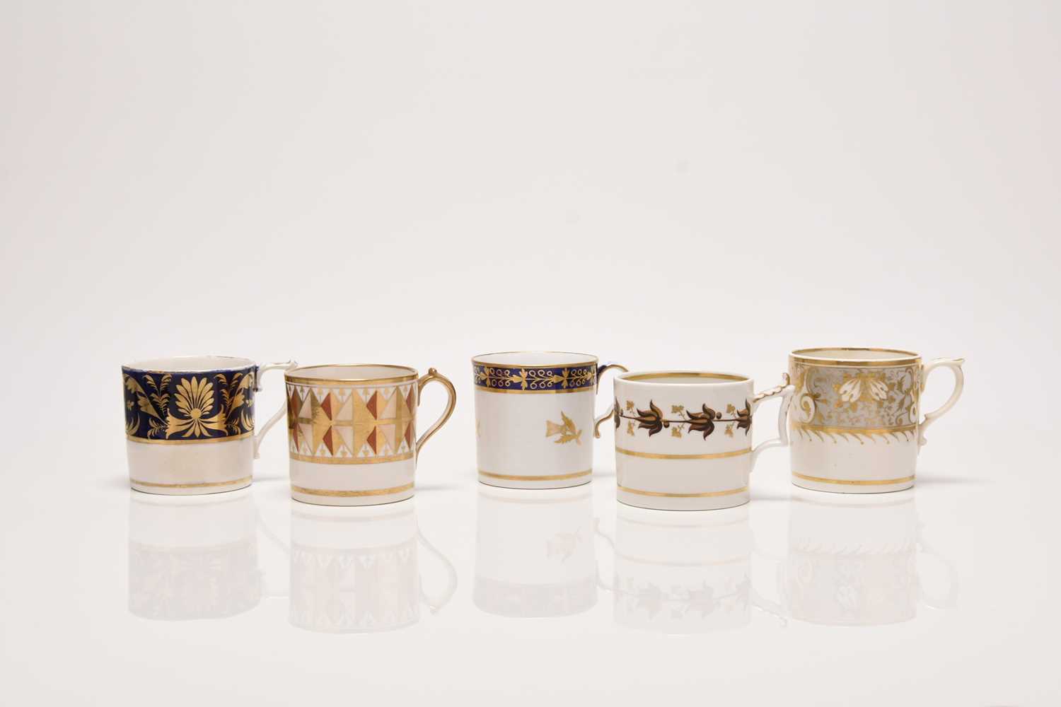 Lot 422 - English coffee cans including Derby, Miles