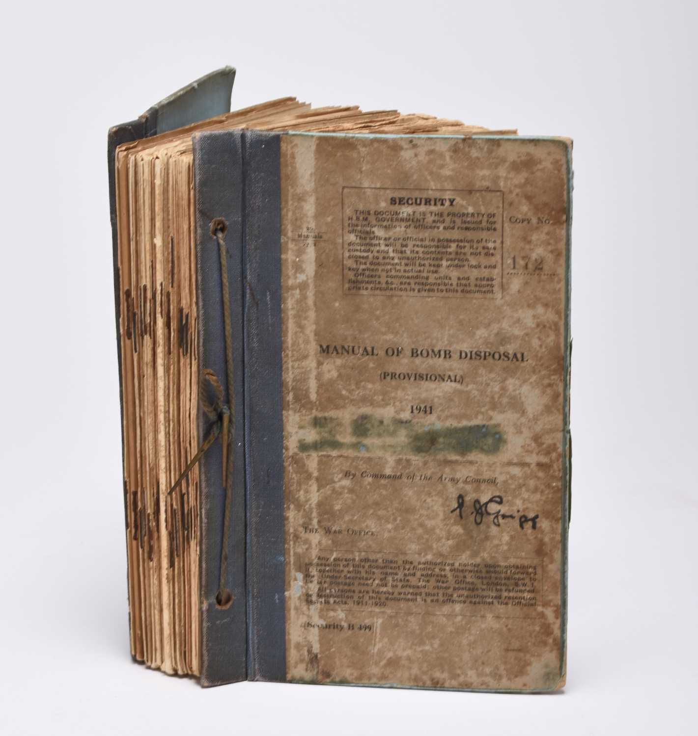 Lot 196 - WWII Bomb Disposal Manual 9th Bomb Disposal