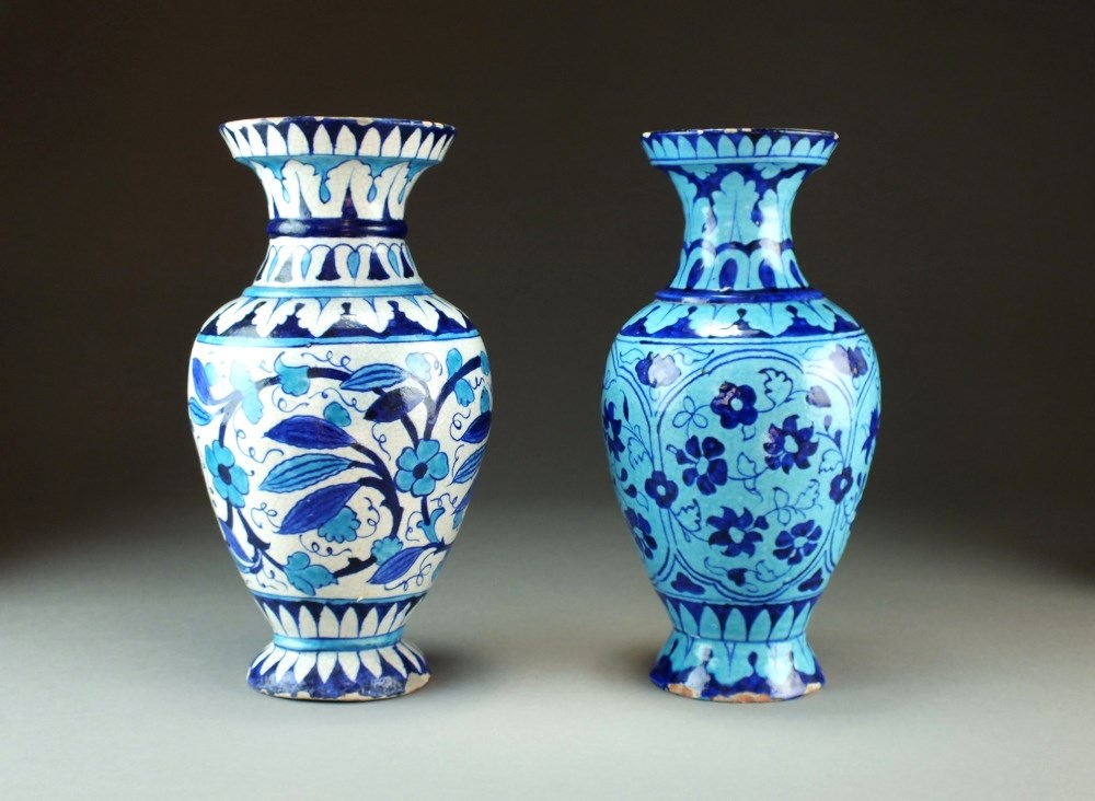 Lot 266 - Two Indian Multan pottery vases, 19th